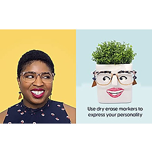 30 Watt Face Plant, Novelty Planter Holds Small Plants, Glasses & You Can Draw on It. Elegant Ceramic Pot for Succulents, Cacti or Your Average Fern, Perfect Gifting