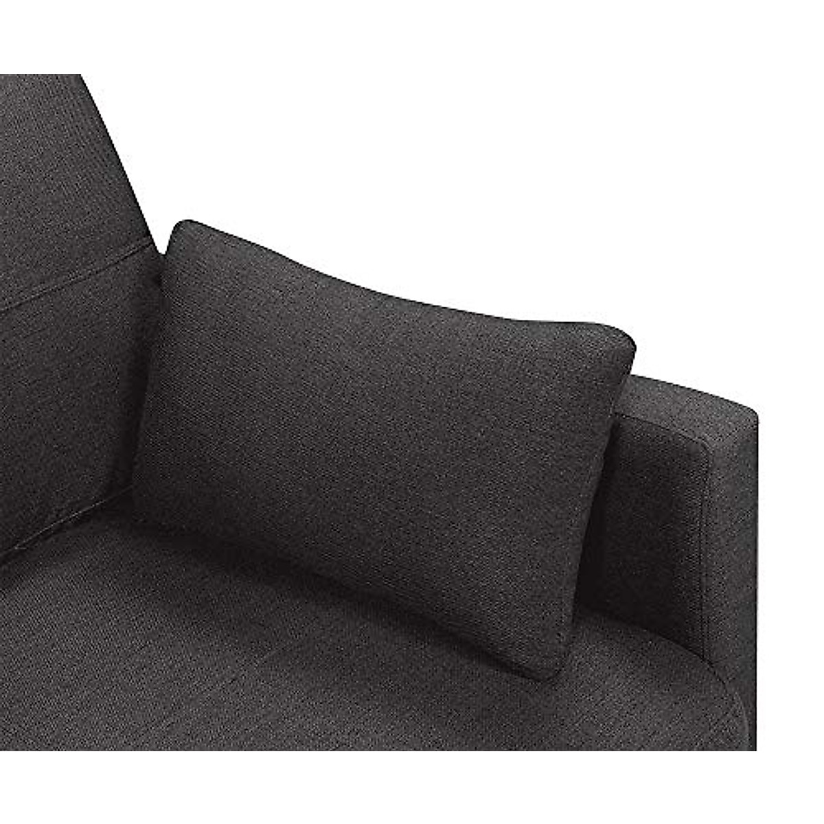 Elle Decor Alix Upholstered Living Room Sofa, Tufted Fabric Couch, Mid-Century Walnut Tapered Footers, 78" Sofa, Charcoal