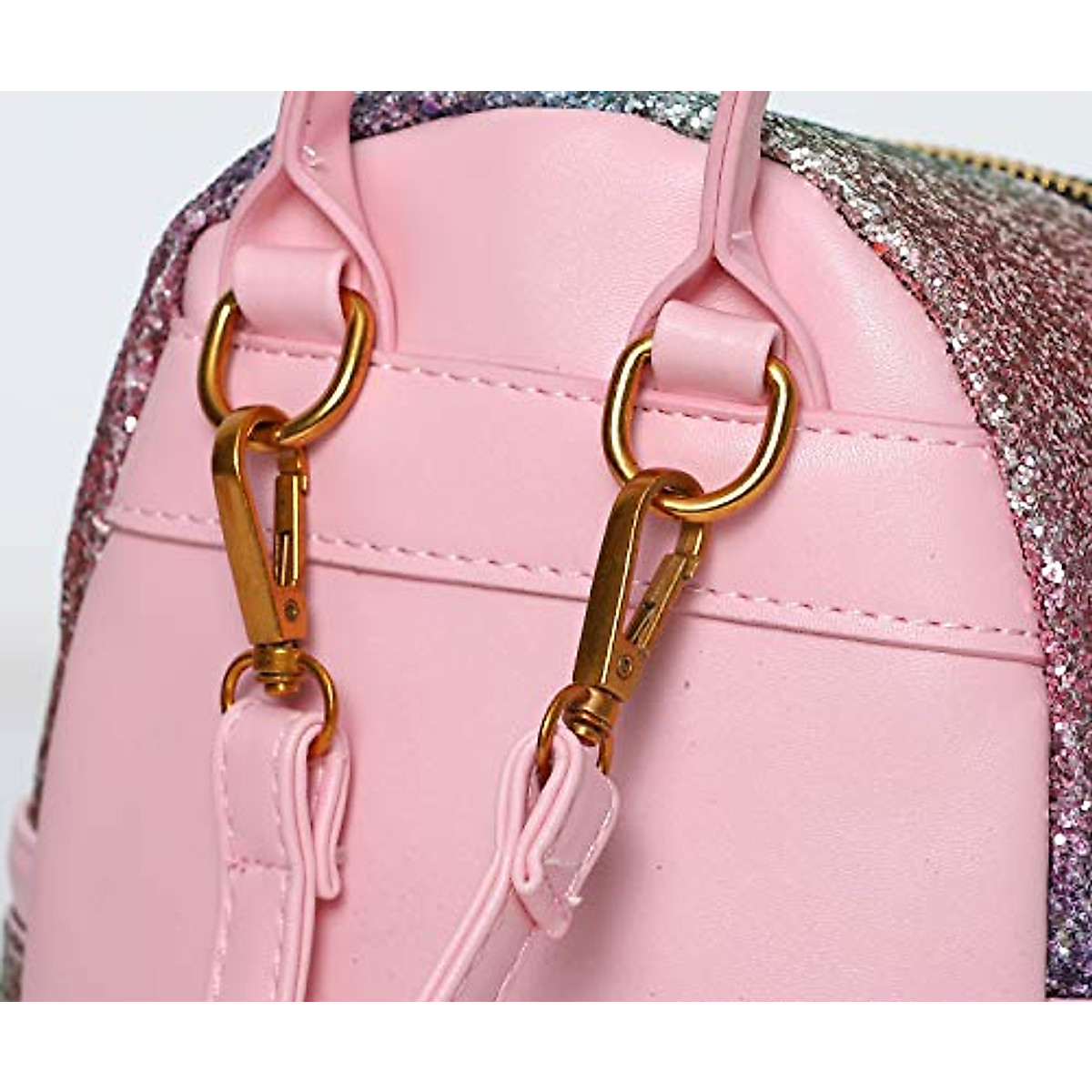 SEALINF Women Girl Bling Mini Backpack Convertible Shoulder Cross Bags Purse (pink-2)