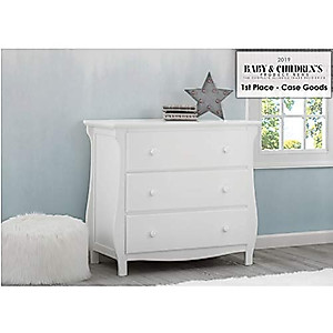 Delta Children Lancaster 3 Drawer Dresser with Changing Top, Greenguard Gold Certified, Bianca White