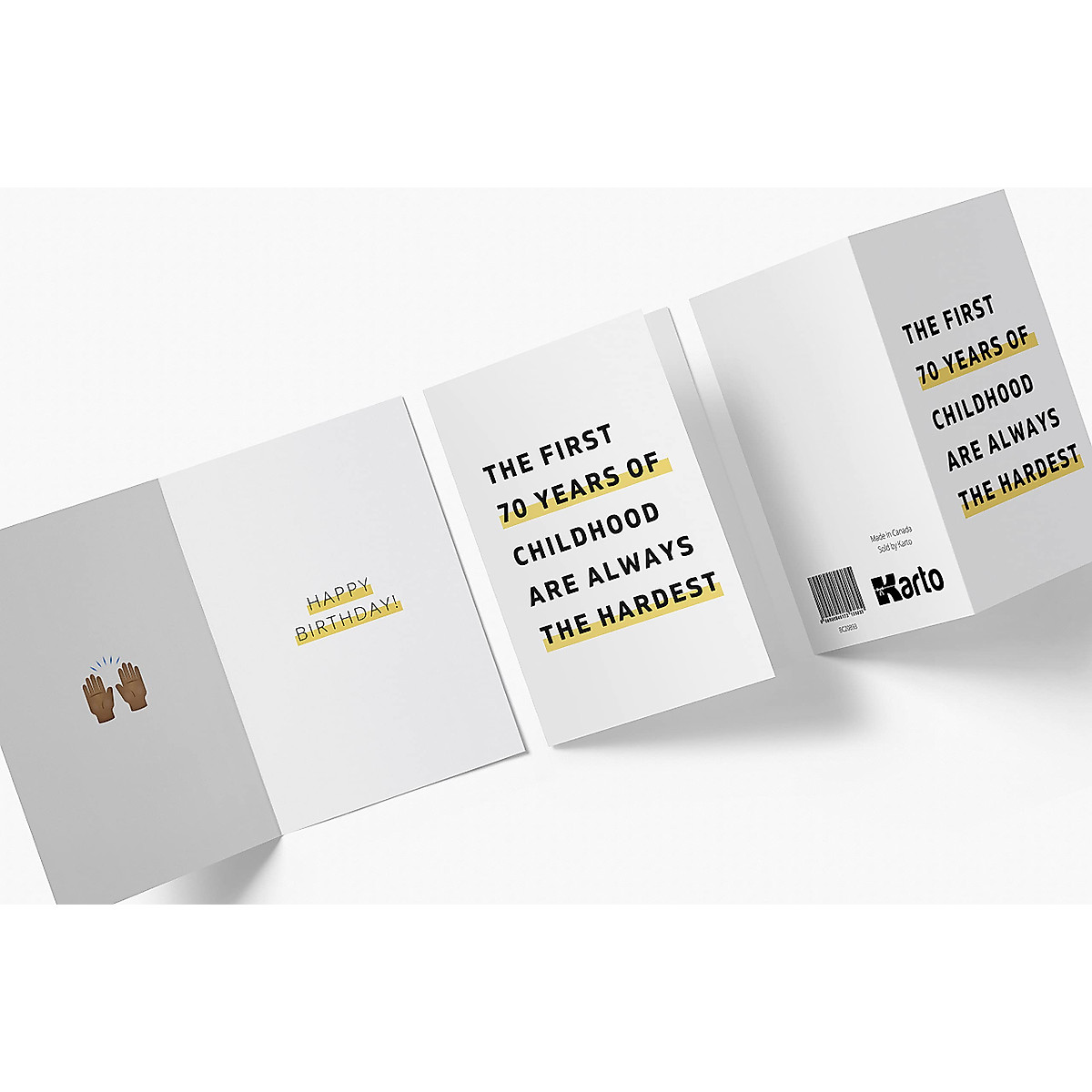 Happy 70th Birthday Card for Men Women, Funny 70th Birthday Cards for Husband Wife Dad Mom Brother Sister Friend, 70 Years Old Birthday Card, 70 Birthday Card with Envelope, Karto Yellow Childhood