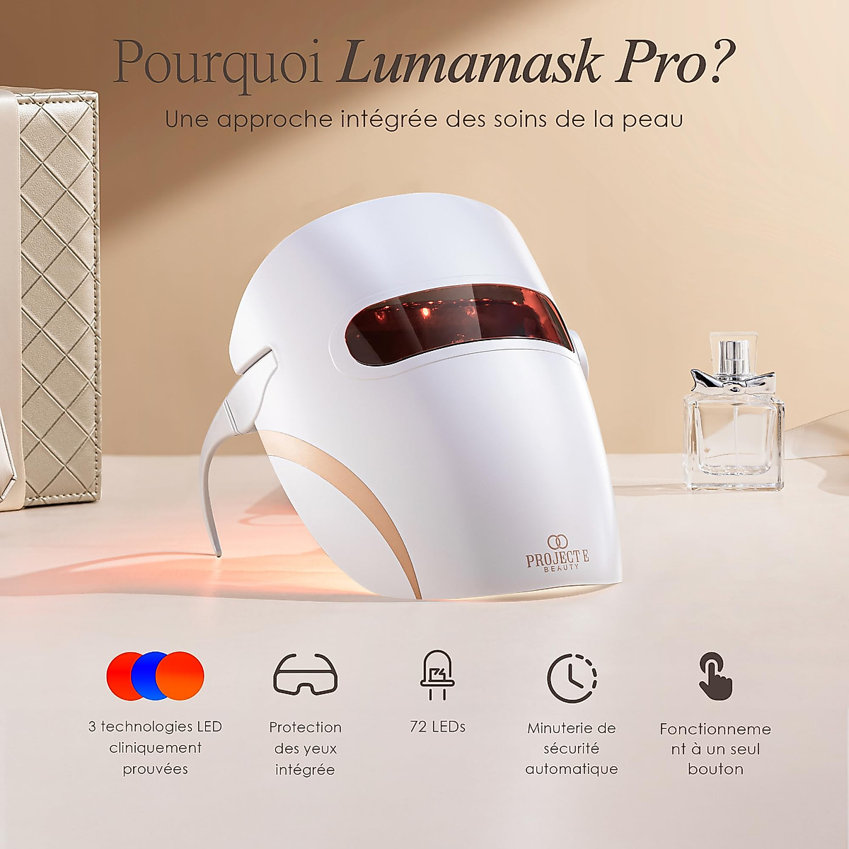 LED Light Therapy Mask by Project E Beauty | Infrared, Red & Blue Light Therapy | Collagen Boost | Anti-Wrinkle | Wireless Face Mask | Advanced Skincare | All Skin Types