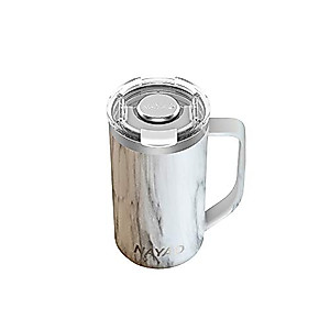 NAYAD Metro Stainless Steel Vacuum Insulated Thermos Coffee Mug, Travel Water Bottle with Lid for Iced Cold/Hot Drinks (Marble, 20 oz)