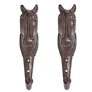 Kassbest Retro Creative Wall Hooks Horse Head Shape Cast Iron Coat Hooks Coat Hooks Hat Hooks Coat Hooks Wall Mounted Door Hooks Decor Hooks 2 Pack