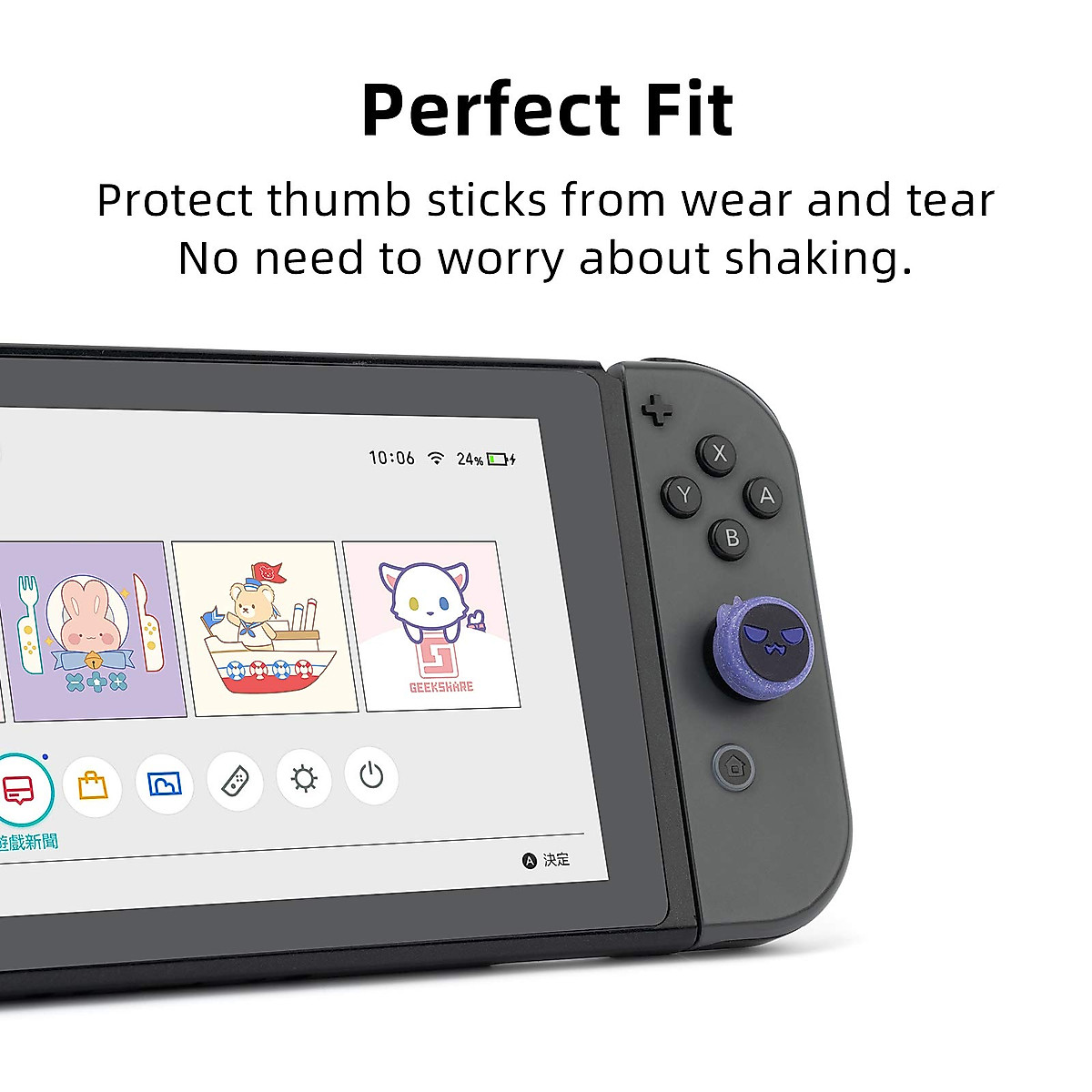 GeekShare 4PCS Cute Ghost Halloween Thumb Grip Caps,Soft Silicone Joystick Cover Compatible with Nintendo Switch/OLED/Switch Lite