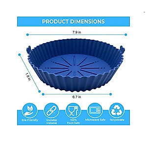 2 Pack Air Fryer Silicone Liners Pot - Replacement of Flammable Parchment Paper - Airfryer Silicone Crock Pot Liners - Airfly Oven/Microwave Accessories - Red+Blue - 8x6.75 Inches (Pack of 2)