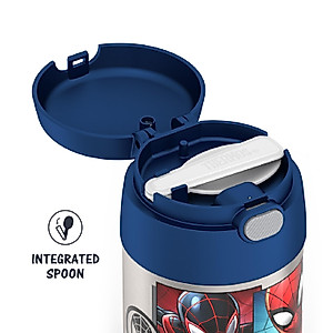 THERMOS FUNTAINER Insulated Food Jar, 10 Ounce, Kid Friendly Food Jar with Foldable Spoon, Spider-Man