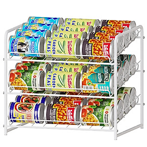 Simple Trending Can Rack Organizer, Stackable Can Storage Dispenser for Kitchen Cabinet or Pantry, White