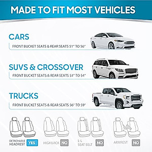 BDK PolyPro Car Seat Covers Full Set in Blue on Black, Front and Rear Split Bench Seat Covers for Cars, Easy to Install Car Seat Cover Set, Car Accessories for Auto Trucks Van SUV - Blue