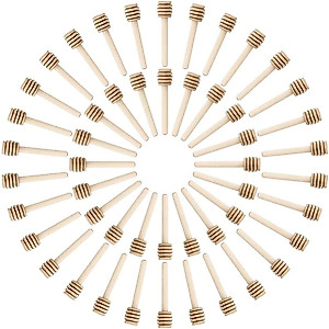 BetterJonny 100 Pieces Household Wooden Honey Dipper Sticks Portable 3 inch Mini Honey Dippers for Honey Jar Dispense Drizzle Honey