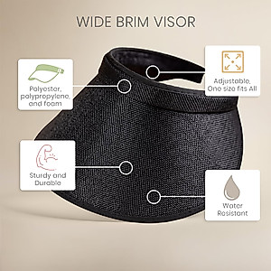 de la heart Wide Brim Visor Sunhat for Women, Black