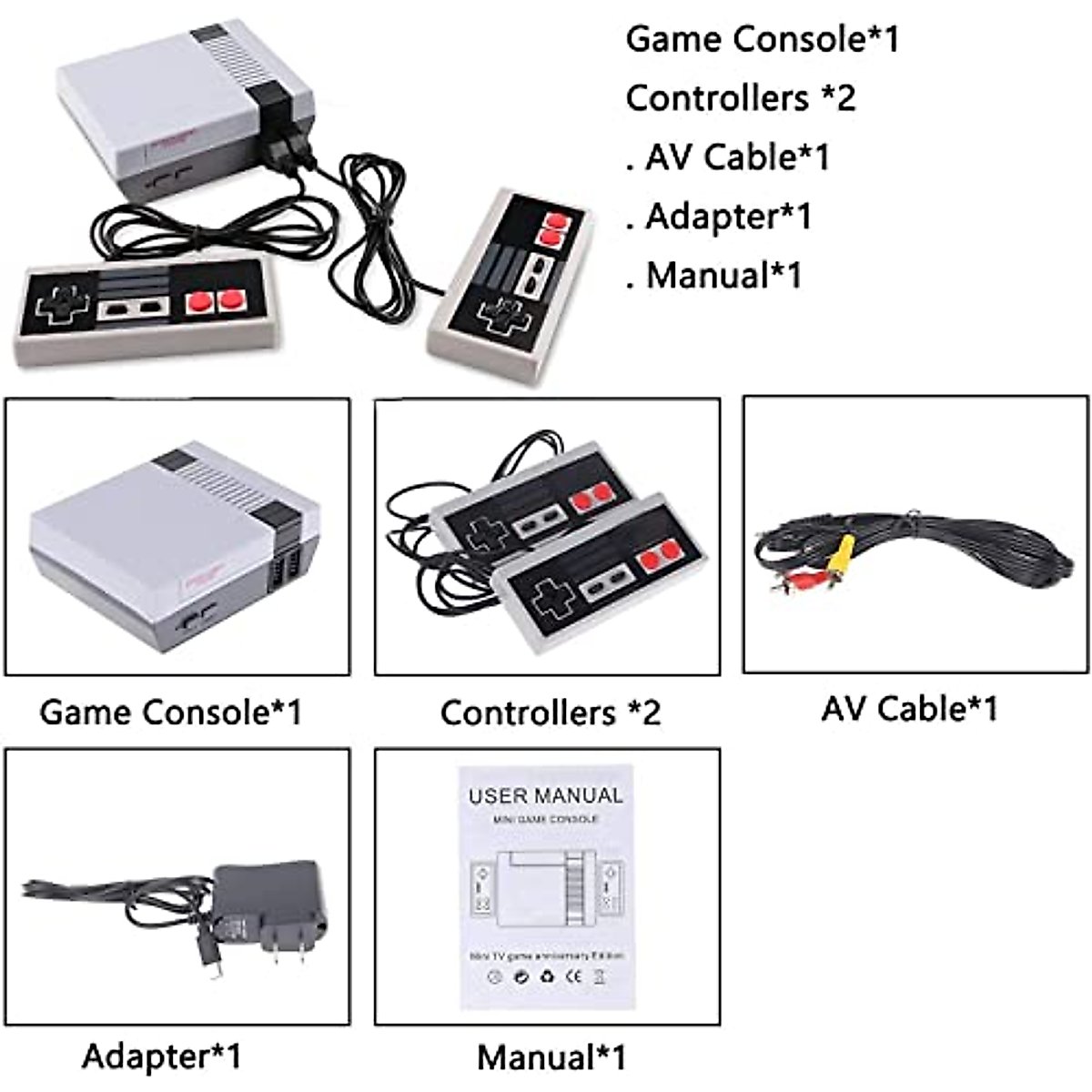 Retro Game Console – Classic Mini Retro Game System Built-in 620 Games and 2 Controllers, 8-Bit Video Game System with Classic Games, Old-School Gaming System for Adults and Kids