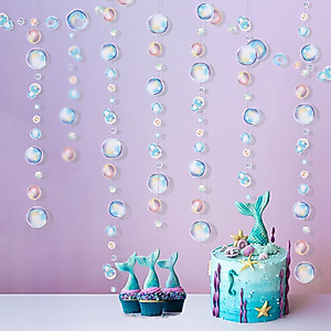 TISTON Under The Sea Bubble Garland, 4 Strings Bubble Decor for Little Mermaid Party Decorations, Hanging Bubbles for Ocean Theme Decor Underwater Backdrop Kids Birthday Supplies