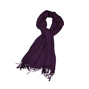 Sakkas Large Soft Silky Pashmina Shawl Wrap Scarf in Solid Colors - Dark Purple