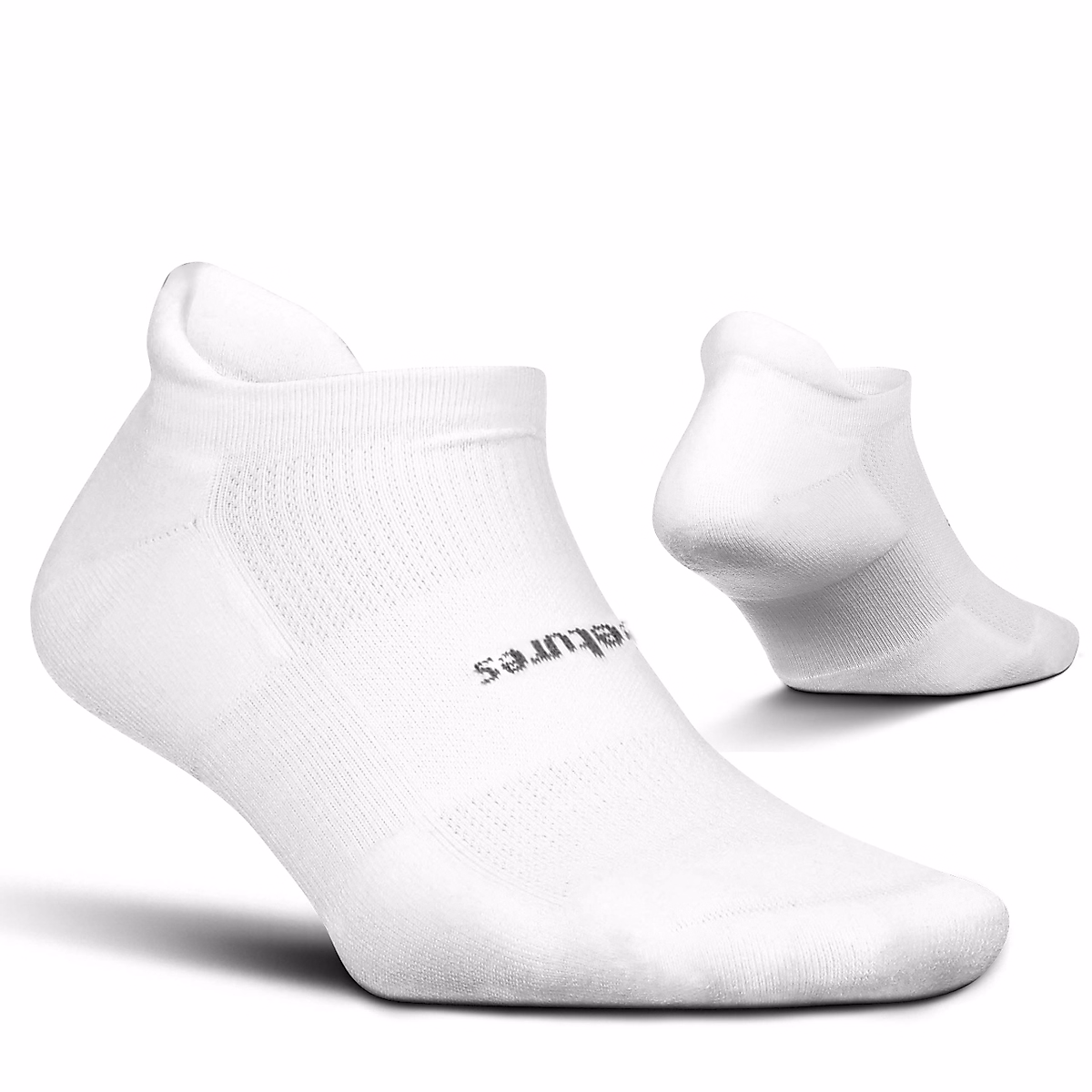 Feetures High Performance Max Cushion Ankle Sock - No Show Socks for Women & Men with Heel Tab - White, L (1 Pair)
