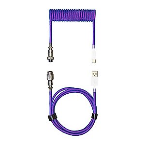 Cooler Master Coiled Cable Thunderstorm Blue-Purple with Detachable Metal Aviator Connector, Flexible Reinforced-Braided Nylon Cable, USB-A to USB Type-C Keyboards (KB-CLZ1)