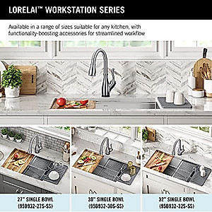 DELTA 95B932-32S-SS Lorelai Workstation Kitchen Sink Undermount Stainless Steel Single Bowl with WorkFlow Ledge and Chef’s Kit of 6 Accessories
