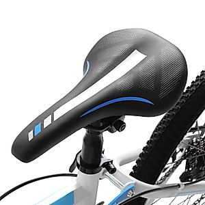 FLYHERO Folding Mountain Bike, 26" Womens 21-Speed Mountain Folding Bike, Carbon Steel Frame Mountain Bike, with Dual-Disc Brake, Blue&White