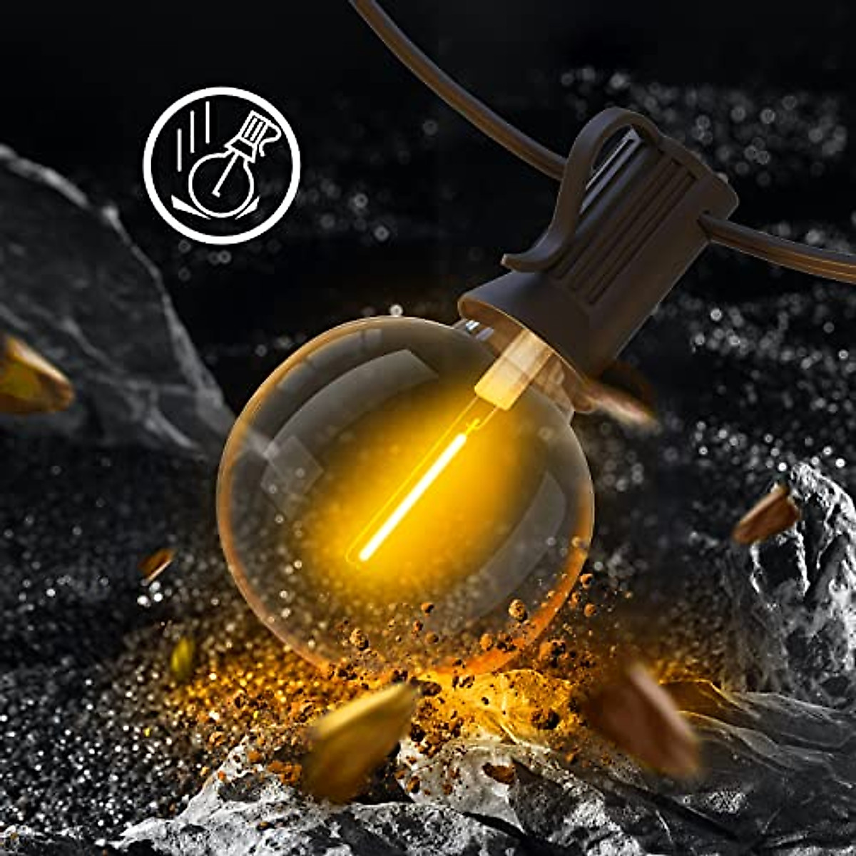 Outdoor String Lights,50ft with 48 Dimmable G40 LED Shatterproof Bulbs UL Approval Waterproof Globe String Lights 1W 2700K Outdoor Lighting for Backyard Porch Cafe Party Wedding Garden