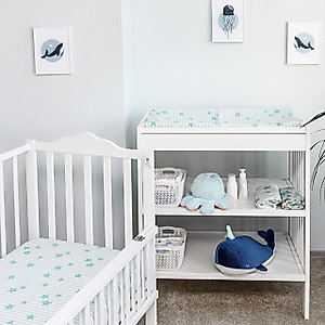 100% Cotton Crib Sheets for Baby Boys and Girls, Ocean Crib Sheets - Ocean Stars, Teal-White, 2 Pack Nautical Crib Sheets, Ocean Nursery Decor