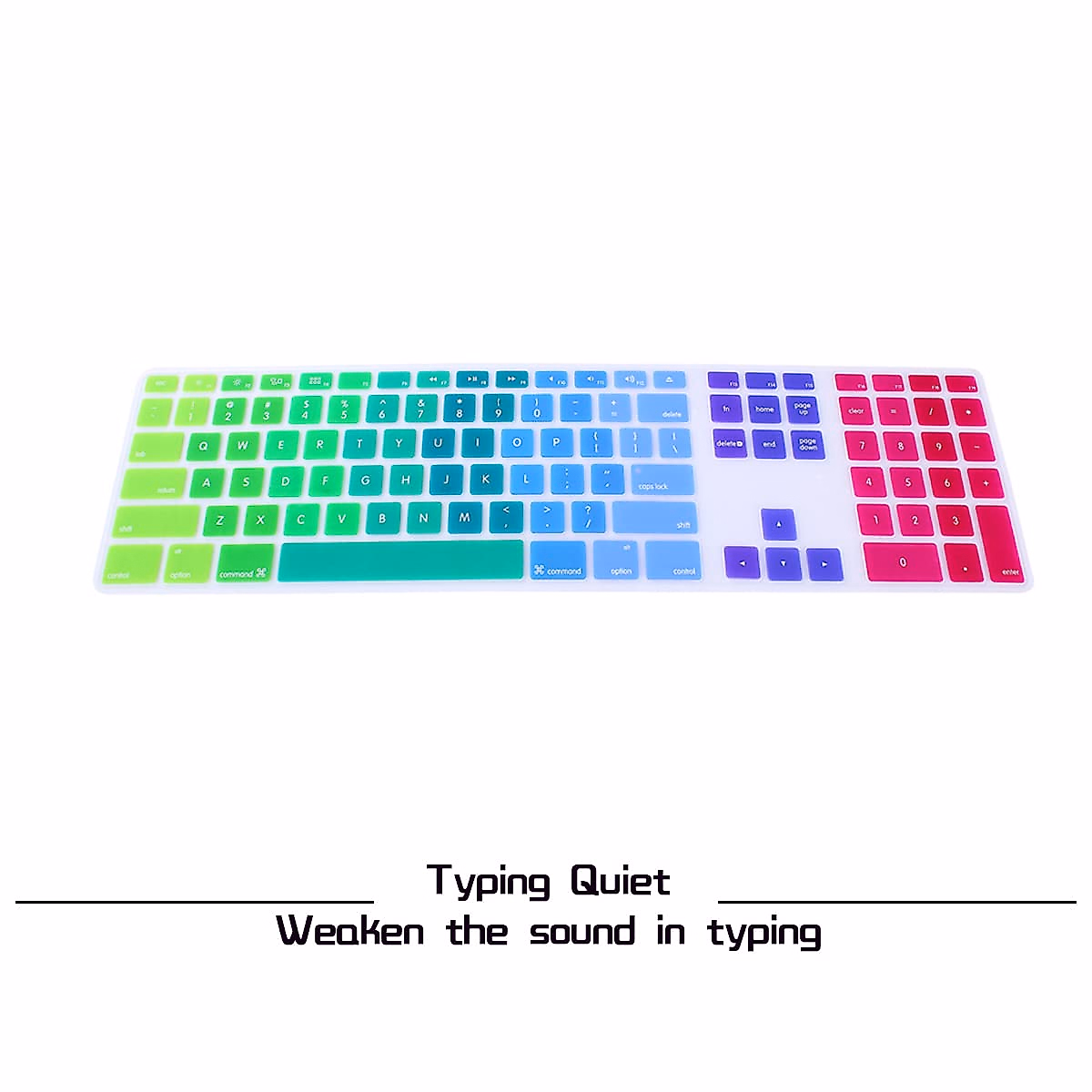 HRH Rainbow Silicone Keyboard Skin Cover for iMac Wired USB Full Size Keyboard with Numeric Keypad A1243(G6 MB110LL/B and MB110LL/A)