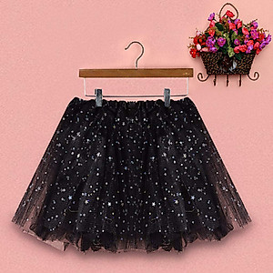Light Pink Tutu for Women Princess Women Small Skirt Bulb Skirt Mesh with LED Pleated Tulle Star Sequins Skirt