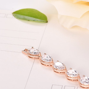 SELOVO Teardrop Rose Gold Tone Chain Tennis Bracelet for Women Lady