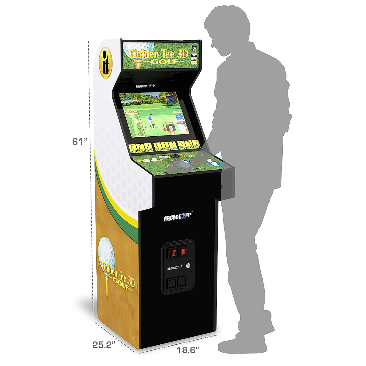 ARCADE1UP Golden Tee 3D Deluxe Arcade Machine, Built for Your Home, Over 5-Foot-Tall Cabinet with 8 Classic Games