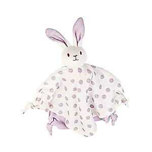 Under the Nile Organic Cotton Lavender Dot Baby Bunny Blanket Friend Lovey Toy, 10" Tall