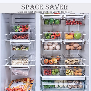 Refrigerator Organizer Bins - Clear Plastic Container Drawer for Egg Vegetable Fruit Snack Drink Food, Home Essentials Organization and Storage for Fridge Kitchen Cabinet Pantry Freezer
