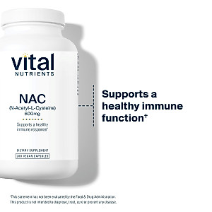 Vital Nutrients NAC 600mg | N-Acetyl Cysteine | Vegan NAC Supplement | Antioxidant for Sinus, Liver, Immune, and Respiratory Health* | Gluten, Dairy, Soy Free | 200 Capsules