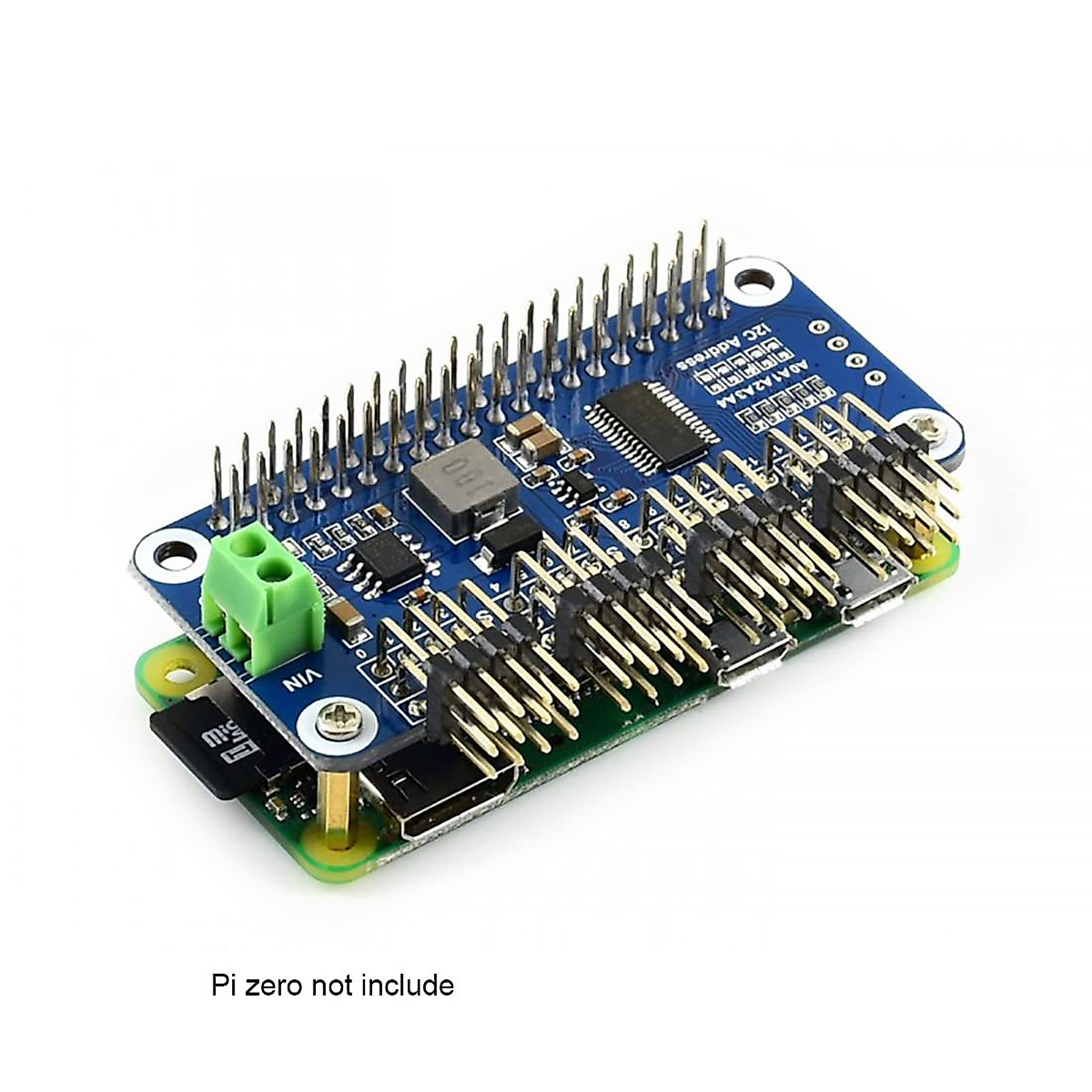 Coolwell Servo Driver HAT for for Raspberry Pi 4B+ 4B 3B+ 3B 2B+ Zero W WH Jetson Nano 16-Channel, 12-Bit, I2C Interface Right Angle Pinheader