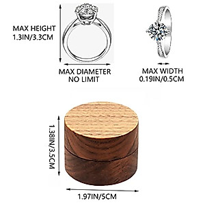 COSISO Small Round Wooden Ring Box with Transparent Lid for Wedding Ceremony Proposal Engagement,Mini Ring Holder Jewelry Storage Box for 2 Rings (Beige Inner)