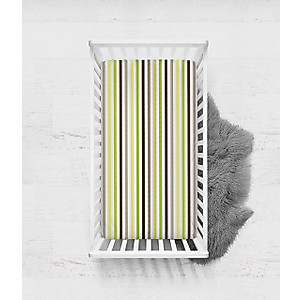 Bacati Crib Fitted Sheets, Mod Stripes Green/Yellow/Chocolate (Pack of 2)