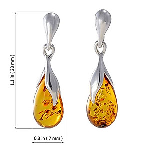 Amber Earrings - GIA Certified Baltic Amber Earrings "Tina" - Dangle Earrings - Sterling Silver Jewelry Collection