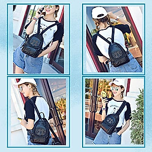 HUAZHIMAO Mini Backpack Purse for Women, Small Convertible Backpacks Ladies Soft Washed PU Leather Rucksack Fashion Daypack Purses Black Sling Travel Shoulder Handbag Bag