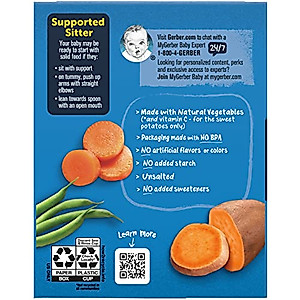 Gerber 1st Foods My First Veggies Starter Kit, 2 Carrot, 2 Green Bean, 2 Sweet Potato, Non-GMO Baby Food Puree Tubs, 6 CT Baby Food Tubs Per Pack (Pack of 4)