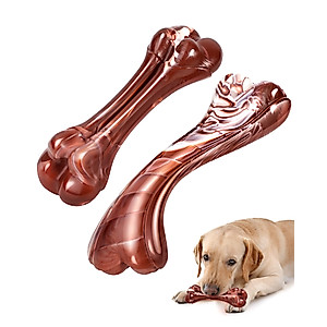 GEE BON Dog Toys, 2 Pack Nylon Chew Bones for Aggressive Chewers, Durable Dog Chew Toy for Large Medium Dogs, Chicken & Peanut Flavor, Helps Dental Health, Pet Toy Gift