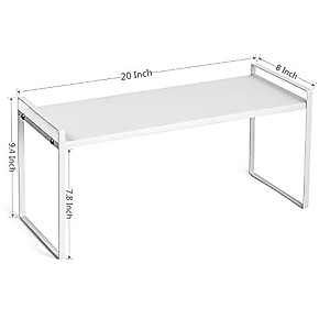 ideaglass Countertop Organizer, Cupboard Stand Spice Rack, 20" Cabinet Pantry Shelf, Organization and Storage for Kitchen Bathroom, Metal Plate Milky White