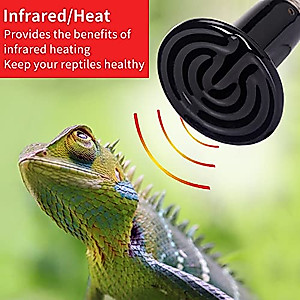PTSCBS 75W 2PCS Reptile Heat Lamp Black Ceramic Heat Emitter,Infrared Heater Bulb for Pet Coop Heater Chicken Lizard Turtle Brooder Aquarium Snake