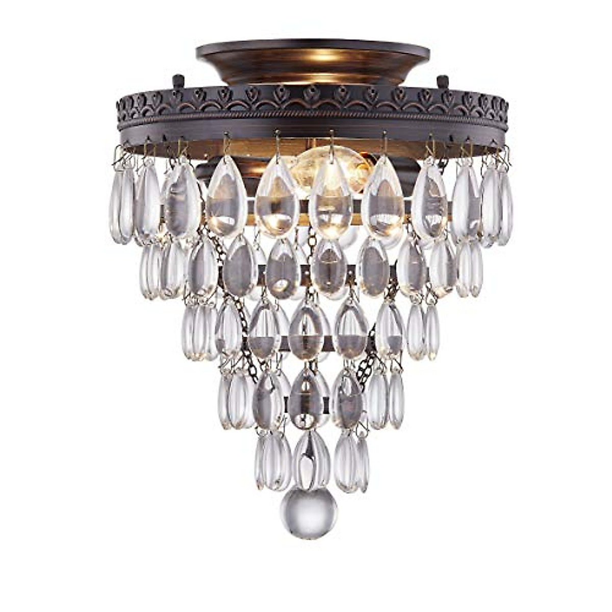 WISBEAM Semi Flush Mount Ceiling Light, K9 Crystal, E12 Base 2 Light, Bulb not Included