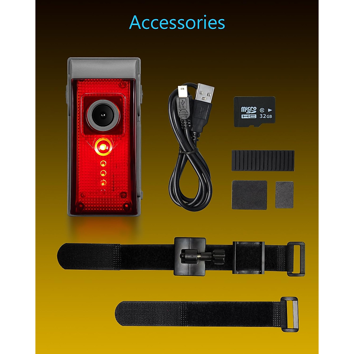 SYNAGY Rear Bike Light Camera Combo, 1080P Full HD, 32GB Memory Card Included, Built-in Rechargeable Battery, Rear Cycling Camera with Tail Light