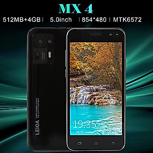 Smartphone Android Telephone, MX4 5.0INCH 3G Smartphone Deca Core 512MB ROM 4GB RAM, 2200 mAh large battery, Smartphone with Earphone, Holiday Gift for Family Friends (Black)