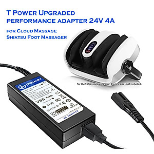 T POWER 24V Charger for Cloud Massage 9486098094 Shiatsu Foot Massager Deep Kneading Machine with Heat Therapy XH2400-2500 XH24002500 Ac Dc Adapter Power Supply Cord