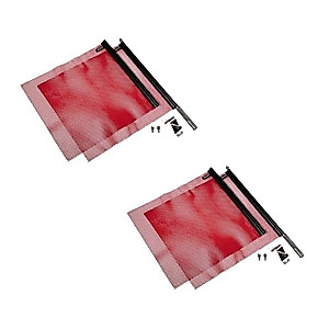 Mytee Products EZ Mount Warning Flag Red 18" x 18" Mesh Safety Flag DOT Compliant | Spring Loaded Quick n Easy Disconnect - 2 Pack