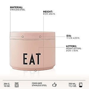 Design Letters Insulated Food Jar with Spoon | Food Container Leak-Proof Lid Lunch Box| Stainless Steel Lunch Thermos|To Go Lunch Storage for Hot/Cold Food, Liquid BPA-free Yogurt Container for Office
