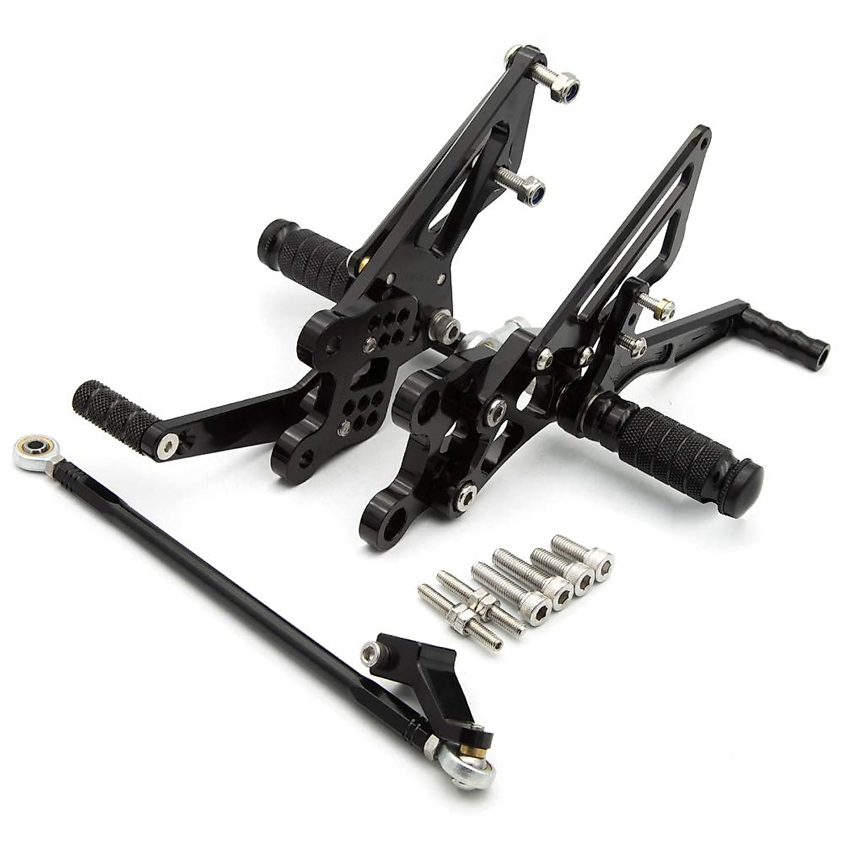 CNC Motorcycle Adjustable Rearsets Foot Pegs Rear Set Footpeg Brake Shift Pedal Compatible with Ninja ZX12R ZX-12R 2000 2001 Black