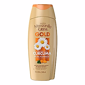 Manzanilla Grisi Gold Extract Lightening Shampoo, Extra lightening and glowing effect hair, with Chamomile Flower Extract and Turmeric 13.50 Fl Oz