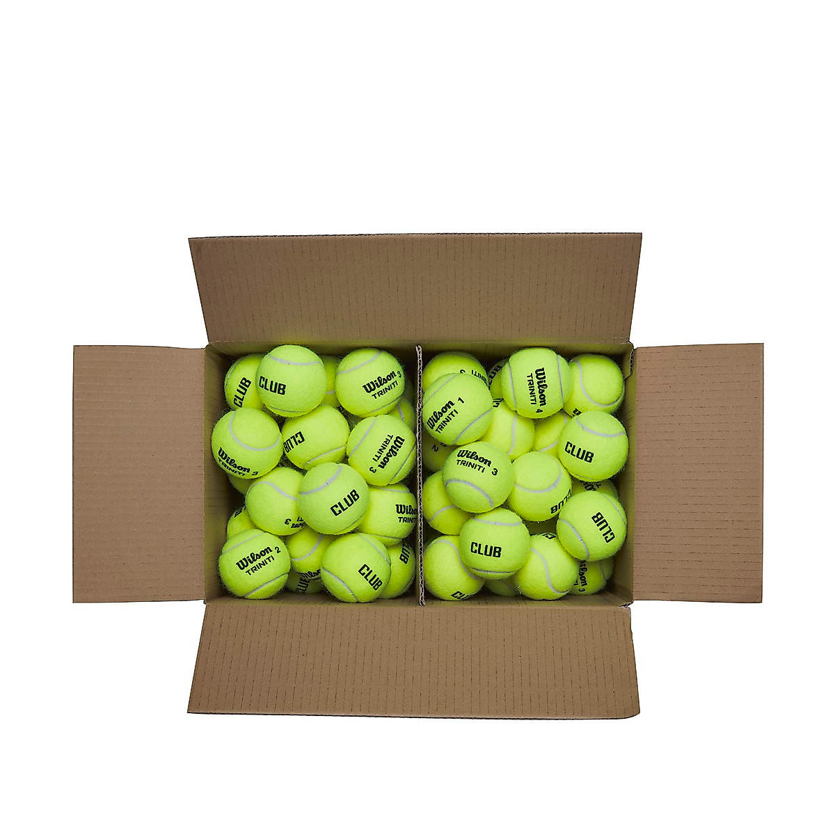 WILSON Tennis Balls Triniti, 72 Balls, Cardboard 100% Recyclable, Yellow, WR8201501