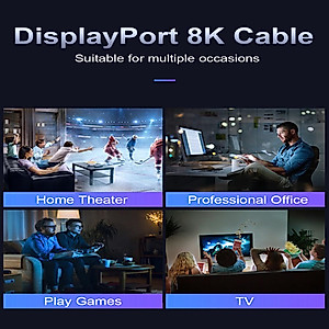 CableDeconn 5M 16FT DisplayPort 1.4 Cable 8K@60Hz 4K@144Hz High Speed 32.4Gbps HDCP 3D Slim and Flexible DP to DP Cable
